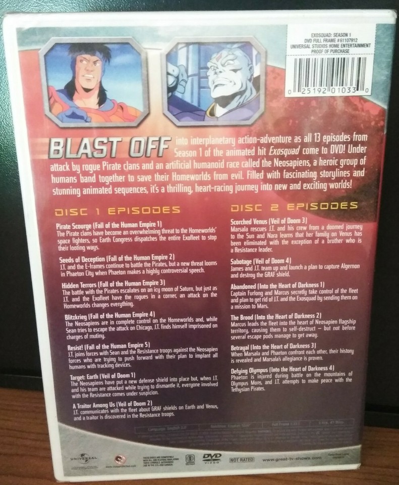Exosquad - Season 1 (DVD, 1993, 2-Disc Set) 25192010330| eBay