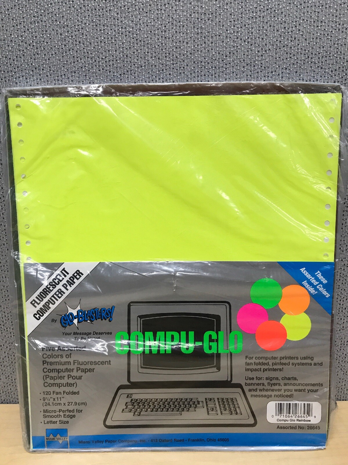 Compu Glo Paper Assorted Rainbow Fluorescent Computer Dot Matrix Neon ...
