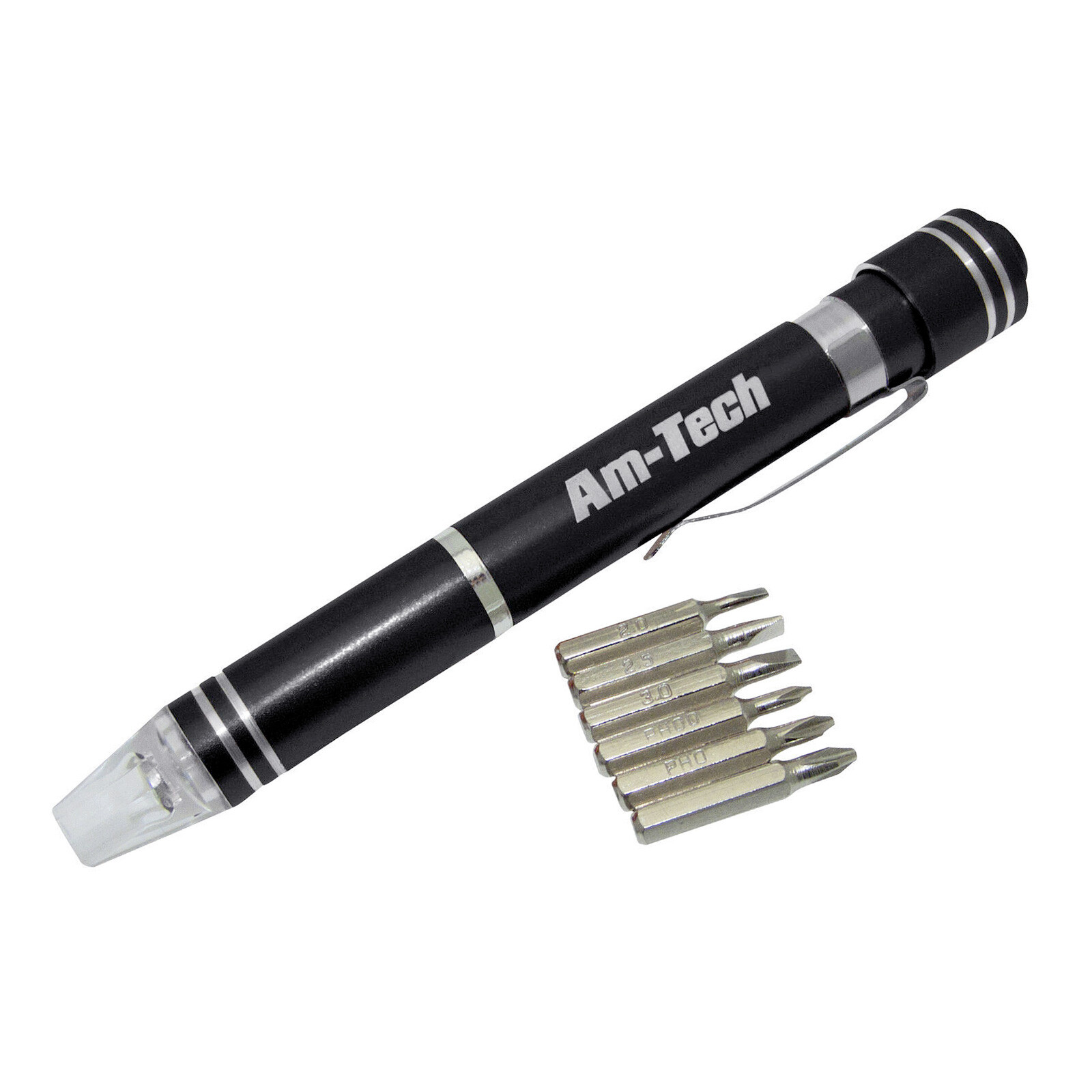 Precision Screwdriver LED Light Magnetic Head 6 x Slotted & Phillips ...