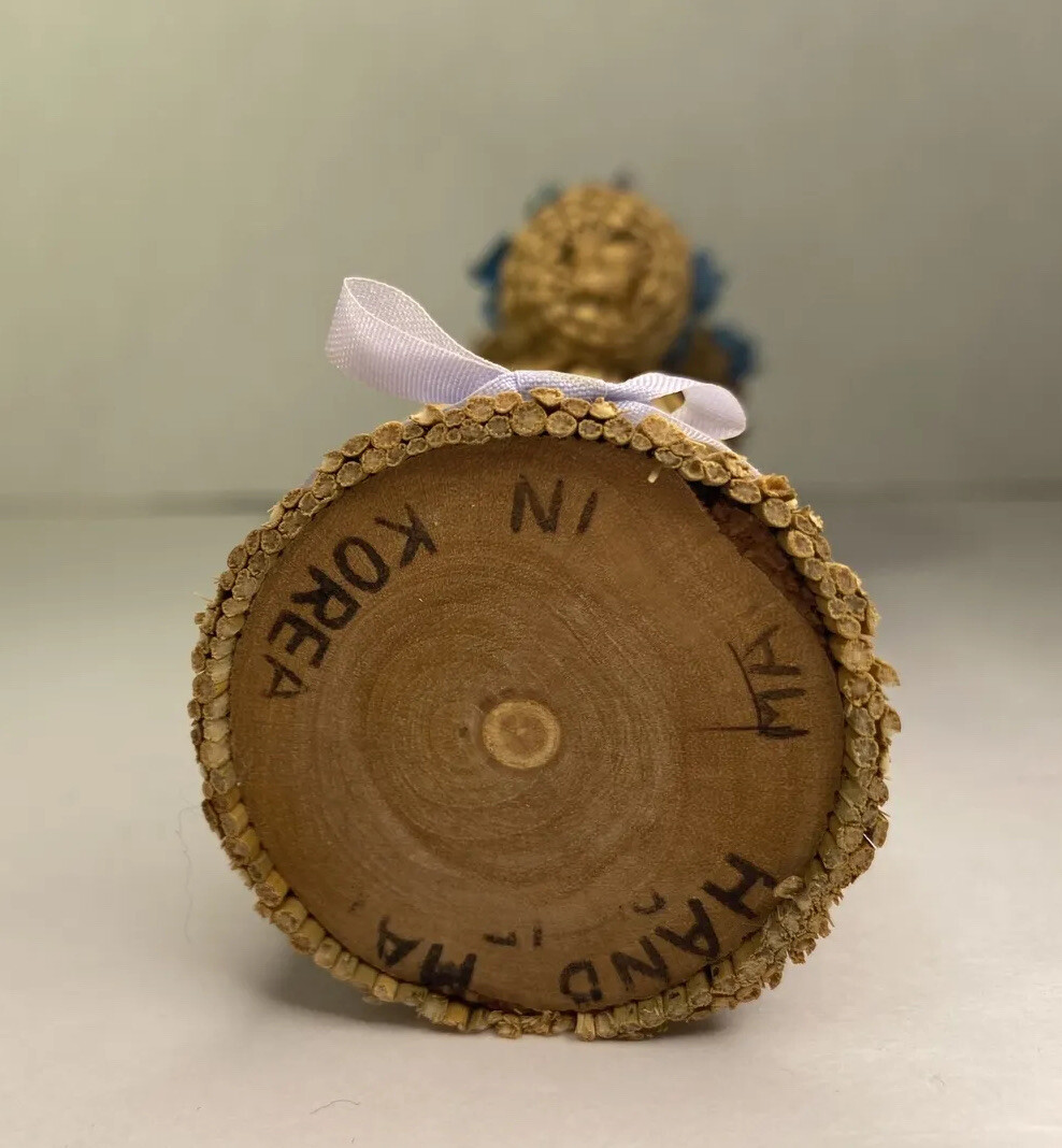 Rush Doll Straw Doll Union Made in Korea Wooden Head and Base | eBay