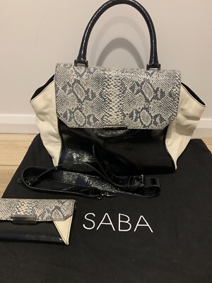 SABA Monochrome Leather Satchel Tote Bag and Purse RRP $599.95 | eBay ...
