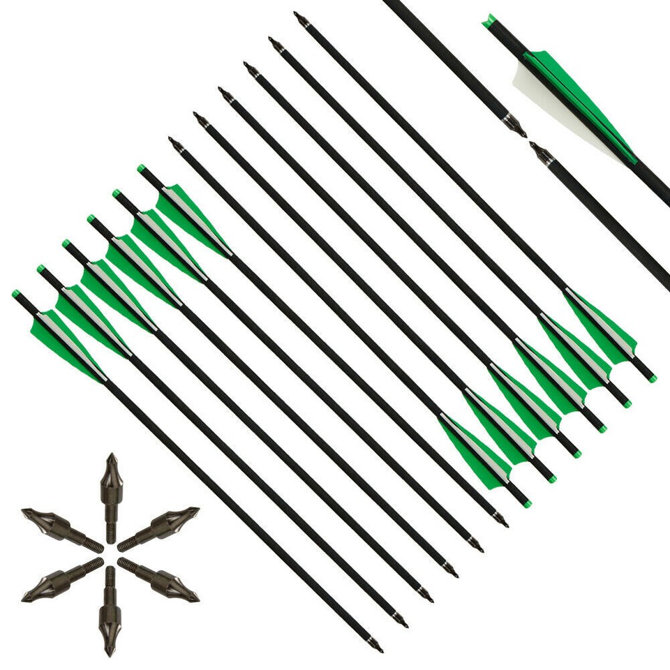 20'' Crossbow Bolts Arrows 100 Grain Hunting Broadheads Arrow Heads ...
