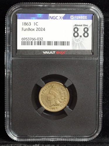 1863 Indian Head Cent NGC AU58 / NGC X 8.8 About Uncirculated 1C Graded ...