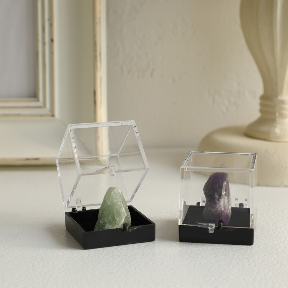2 PCS Acrylic Display Cases for Crystals Specimen Containers Rocks ...