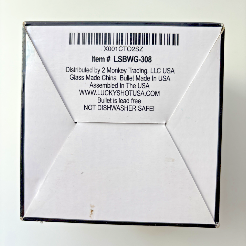 Lucky Shot 10 oz Bullet Rocks Glass .308 Embedded Handmade Whiskey ...