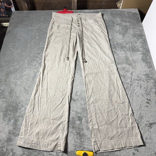 Level 99 Pants Womens 27 Taupe Wide Leg Linen Blend Crop Retro Y2K ...