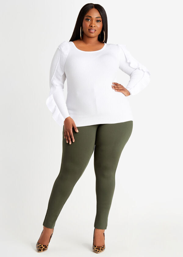 LING&LING Moleton High Waist Womens Plus Size Skinny Stretch Olive ...
