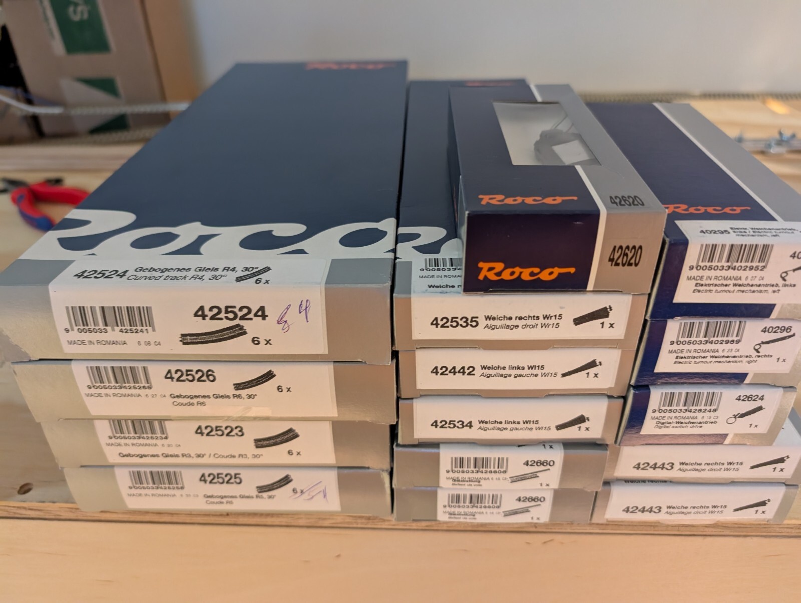 Lot of RocoLine Track, Roco Switches, Roco Switch Motors w/ track bed ...