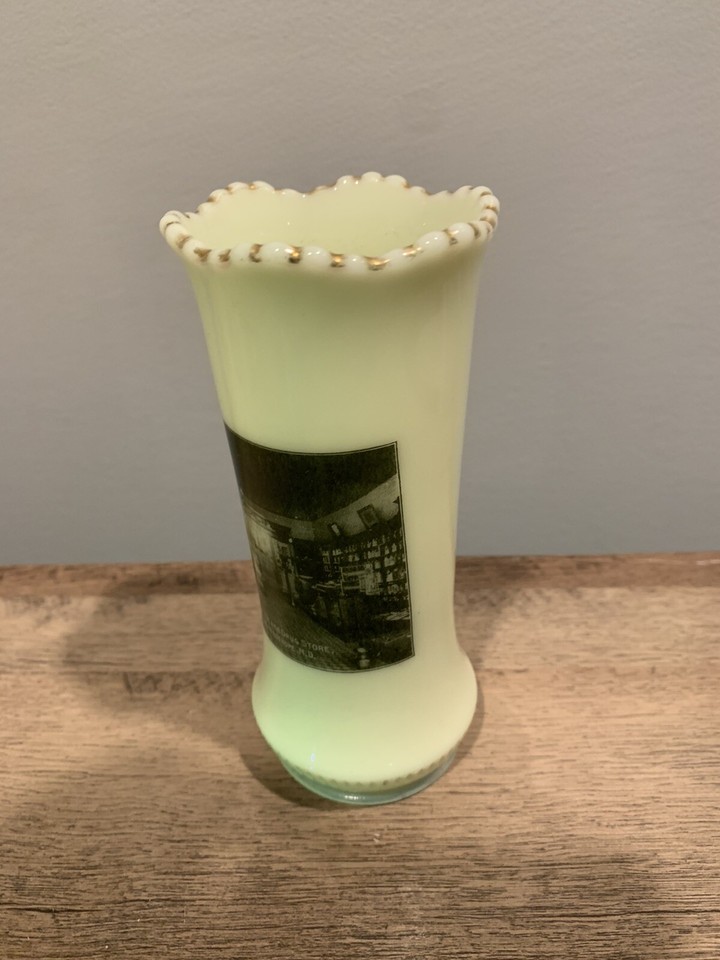 Uranium Vaseline Custard Vase Advertising Palace drug Store W hope ...