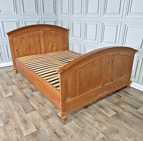 Retro Vintage Solid Pine Wooden 4ft 6" Double Bed Frame Bedstead Turned Country | eBay UK