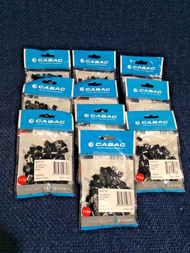 CABAC BLPT150 - 10 Packs of 100 (1000 pins) - 2X1.5MM2 BLACK BOOT LACE ...