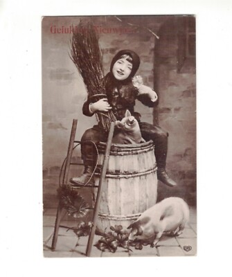 Postcard Animals Chimney Sweeper & Toy Pigs Fantasy RPPC TA1361 | eBay