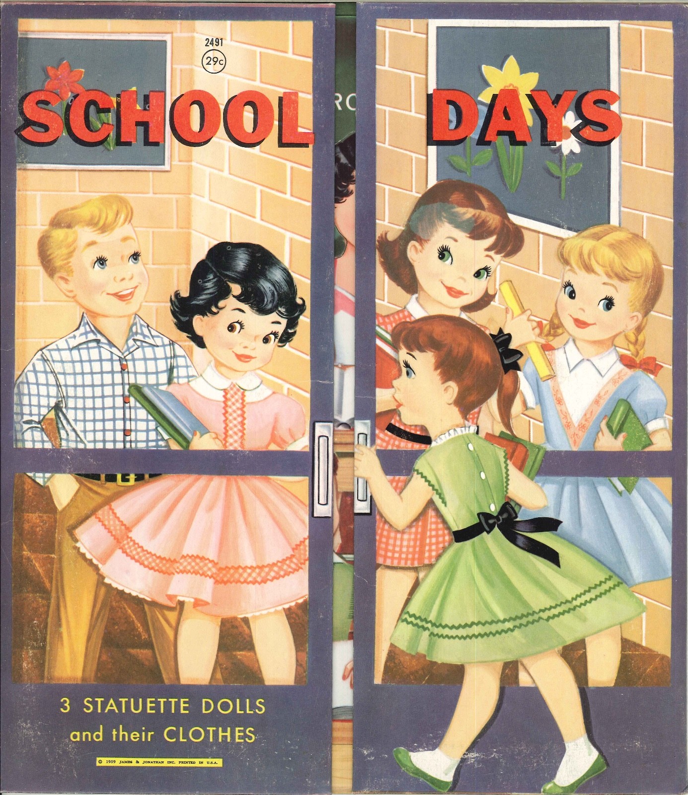 VINTGE 1959 SCHOOL DAYS PAPER DOLL Cute ORIG SIZE UNCUT REPOR READ ALL ...