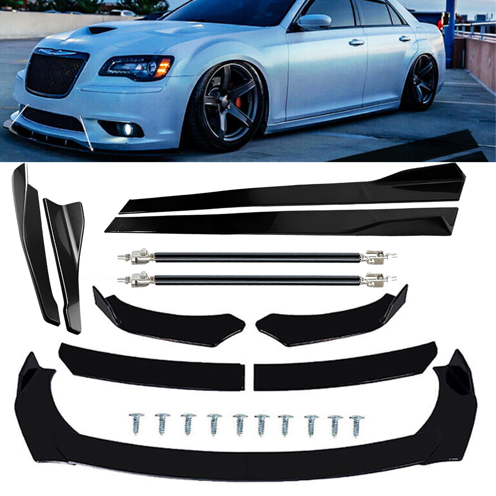 For Chrysler 300 SRT8 Front Splitter Bumper Lip Spoiler Strut Rod Side ...