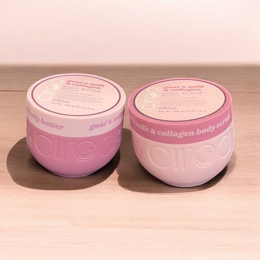 Ciroa Goat’s Milk and Collagen Brightening Body Butter & Body Scrub Set ...