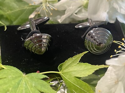 Cuff-Daddy Cufflinks CONICAL Cone Shaped Gun Metal Tone Modern No Box ...