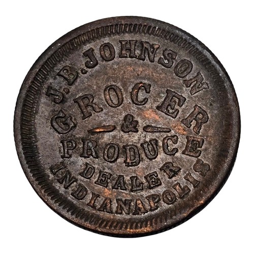 1863 Civil War Token J.B. Johnson Grocer Indianapolis Scarce Copper | eBay