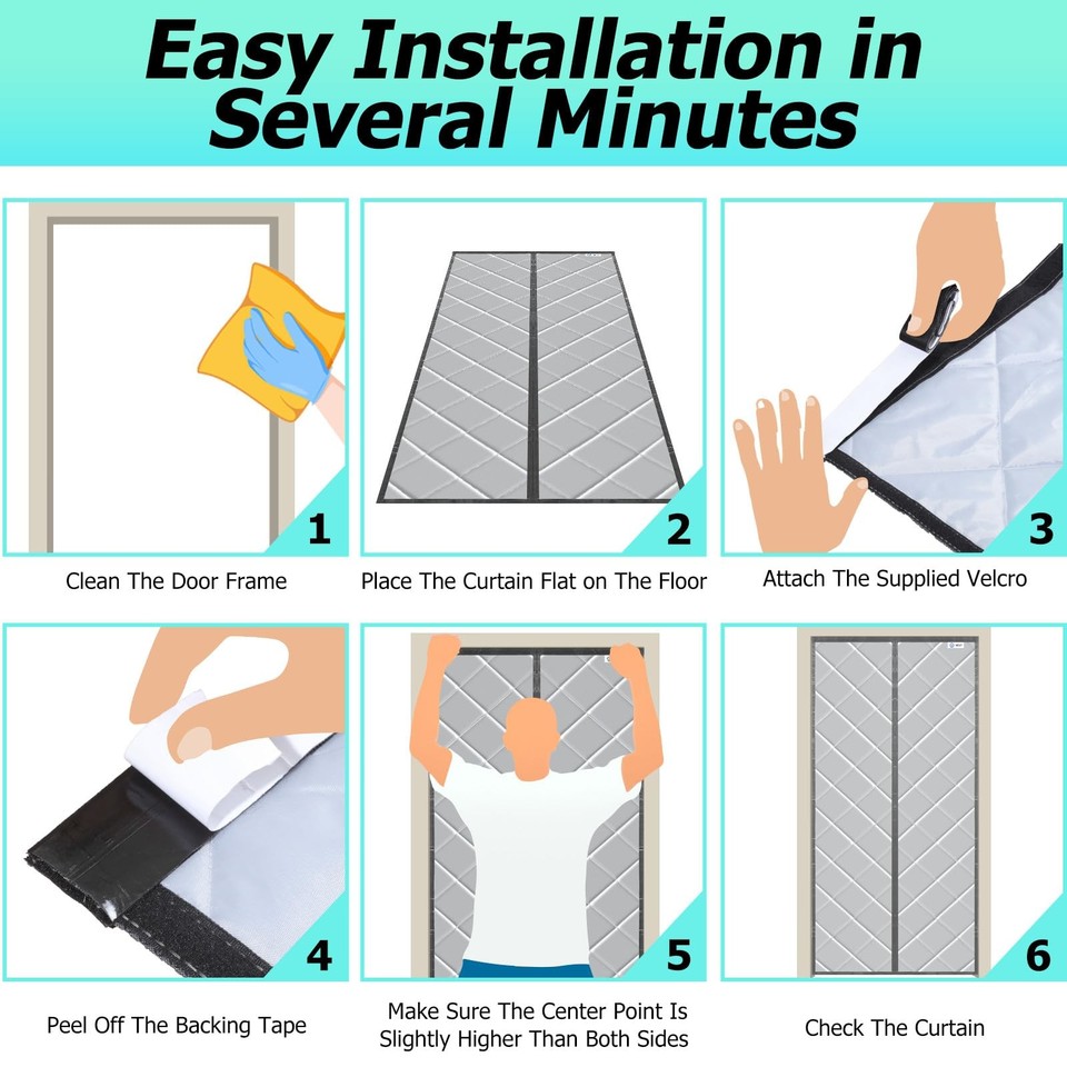 Magnetic Thermal Insulated Door Covers 36 x 81 For Winter Curtain ...