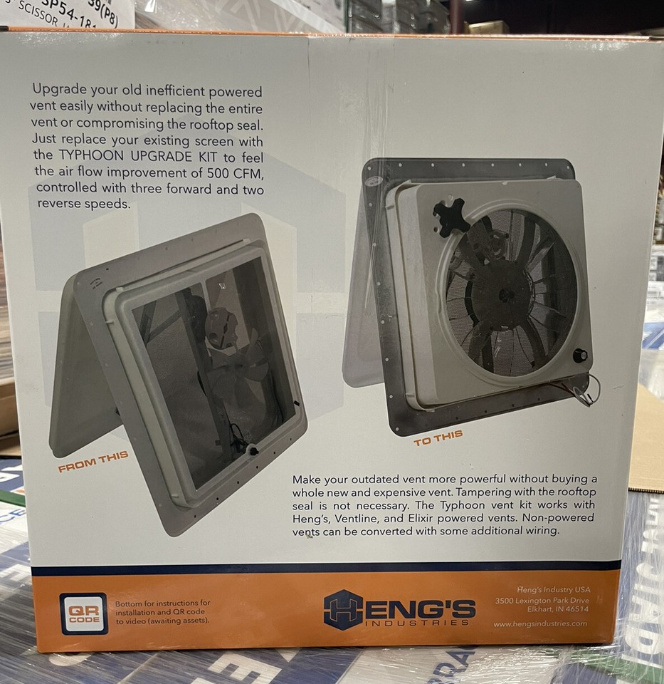 RV ROOF VENT - 90058-CR Typhoon Replacement Fan Vortex - white HENG | eBay