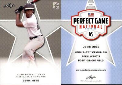 DEVIN OBEE 2020 LEAF PERFECT GAME NATIONAL SHOWCASE ROOKIE CARD #132 | eBay