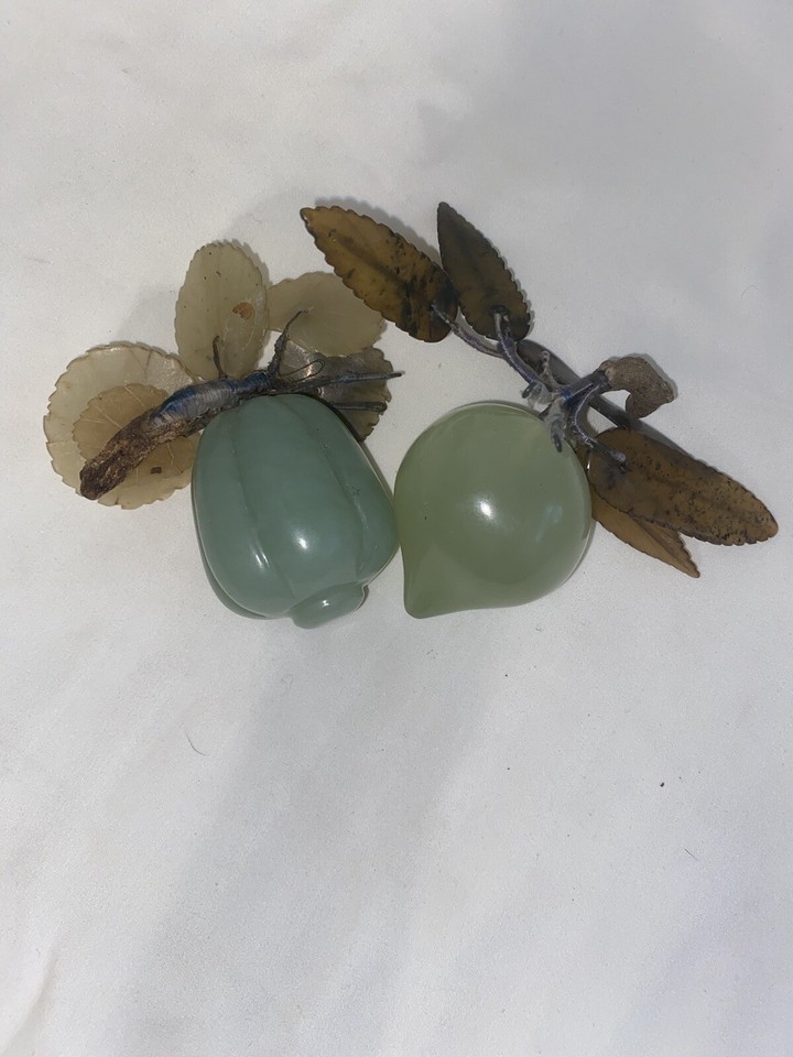 Vintage Chinese Agate? Fruit Branch Leaves Celadon Green Jadeite ...