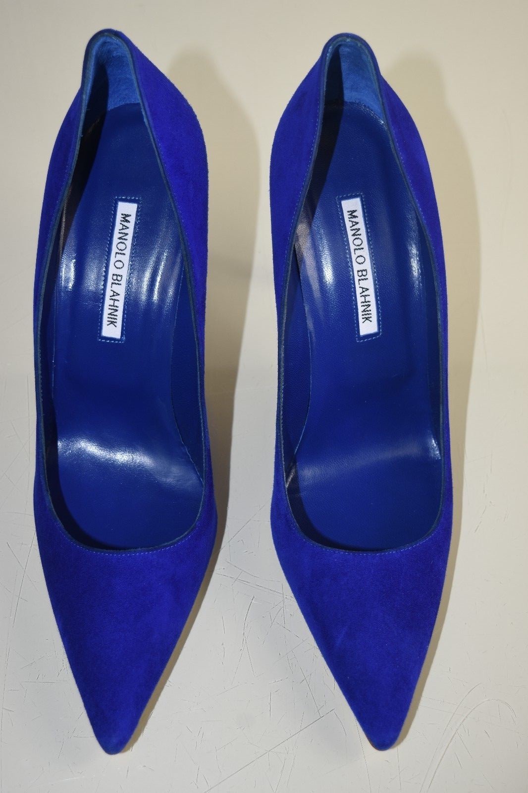 New Manolo Blahnik BB 105 Blue Suede Heels Royal Blue Cobalt Pumps ...