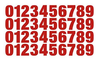 0-9 Reflective Numbers Red Sticker Vinyl Decals CHOOSE 1" - 12" Set Of ...