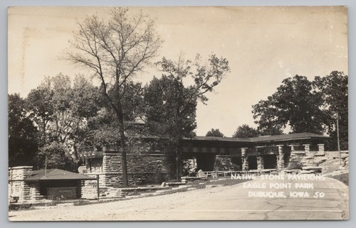 Dubuque Iowa~Eagle Point Park~Native Stone Pavilions~1941 RPPC | eBay