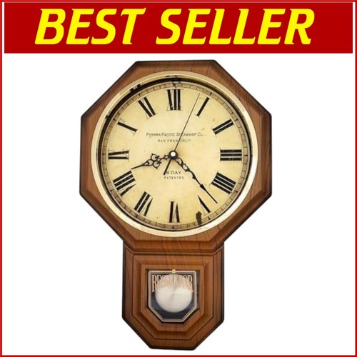 Antique-Inspired Roman Wall Clock with Automatic Nighttime Chime Shut ...