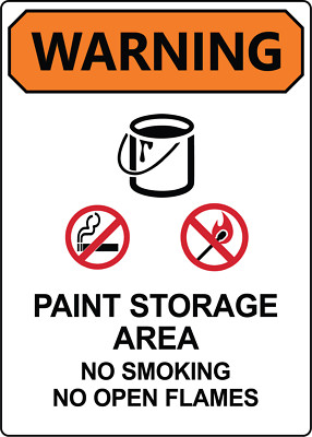 WARNING! PAINT STORAGE AREA, NO SMOKING/OPEN FLAMES | Adhesive Vinyl ...