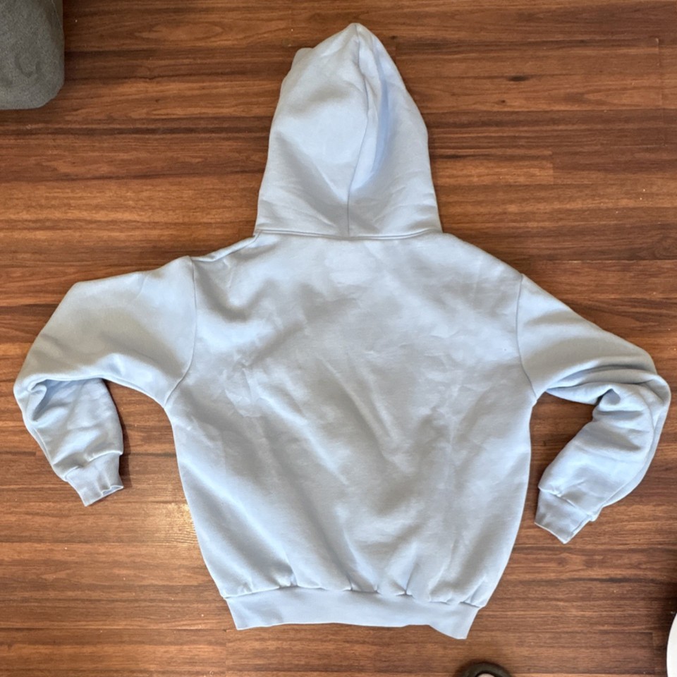 sp5der Light Blue Graphic Print Hooded Pullover Fleece Hoodie Men’s ...