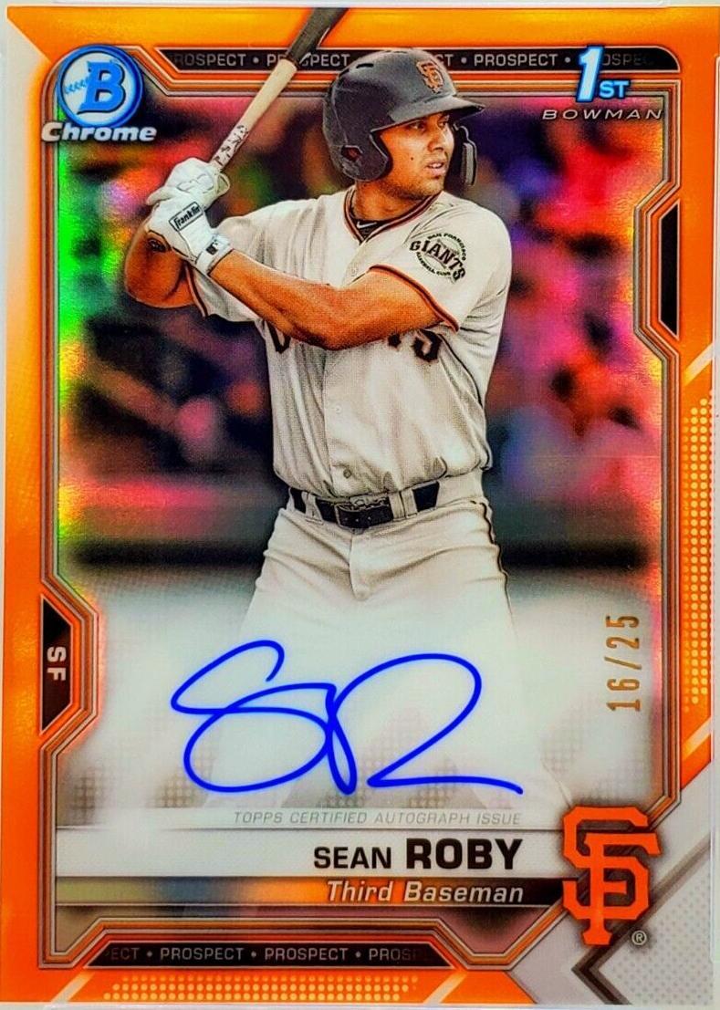 2021 Bowman Chrome - Prospect Autographs Sean Roby #CPA-SRO Orange ...