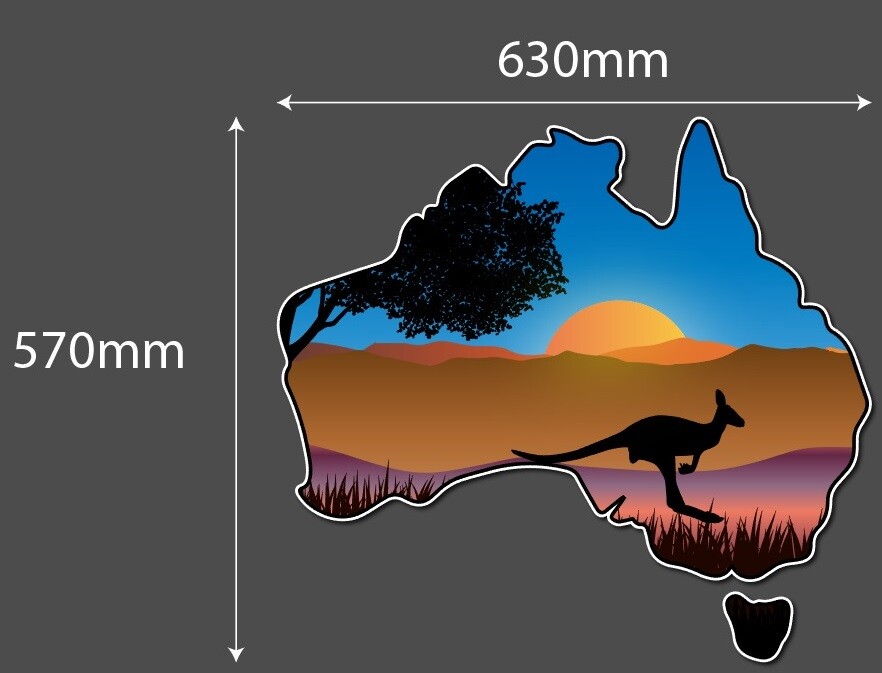 Large Australia Map sticker B with kangaroo Motorhome, Caravan 630 x ...