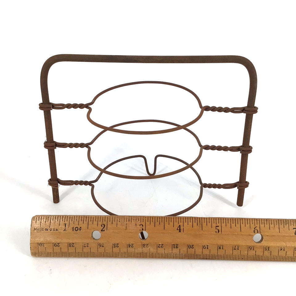 Vintage primitive twisted wire small plate rack 3 tiers | eBay