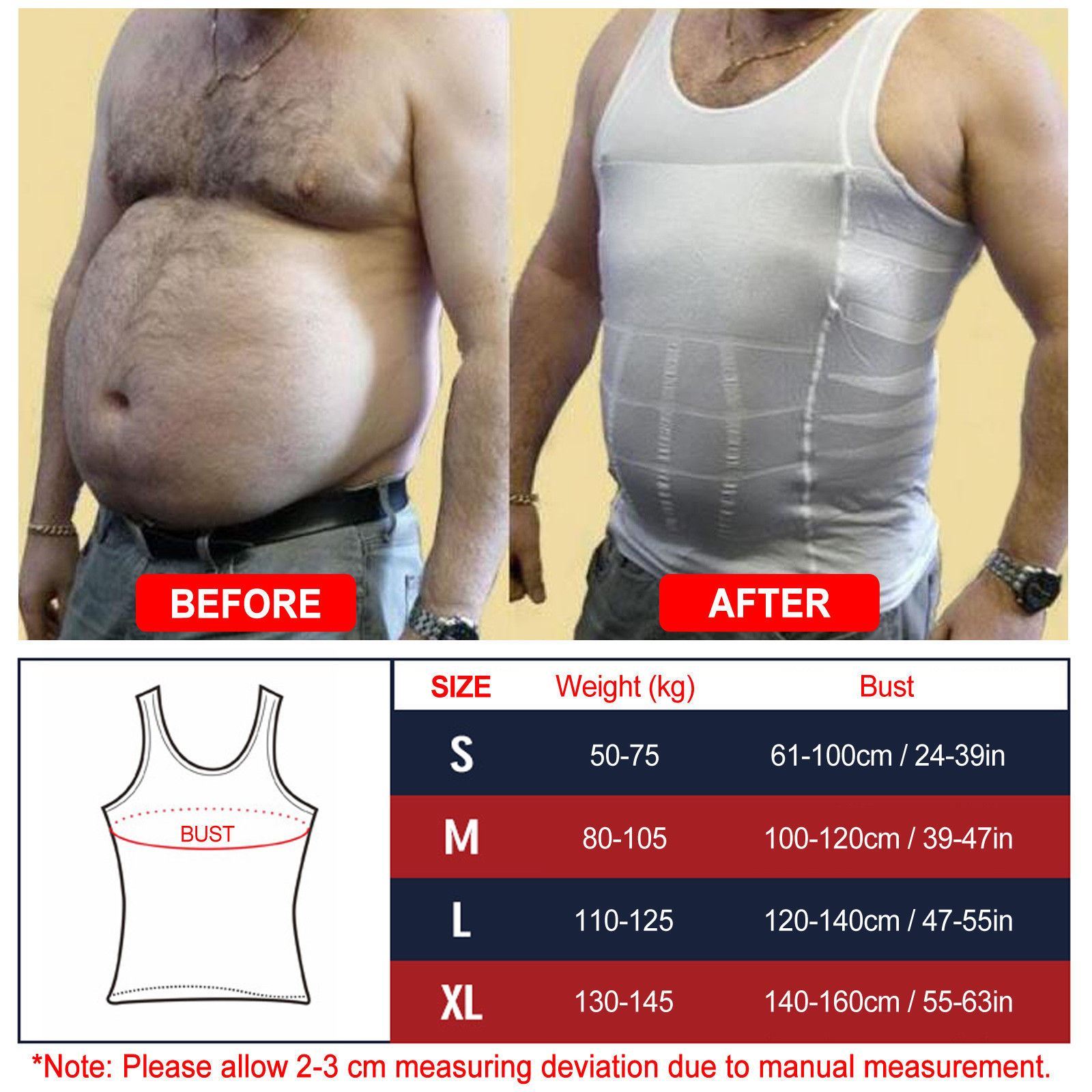 Men Slimming Body Shaper Underwear Tummy Compression Vest T Shirt ...
