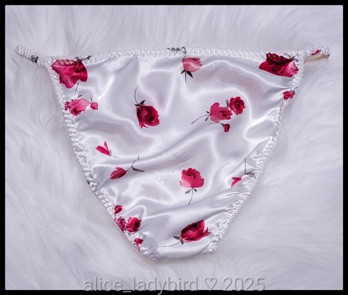 Red ROSES Vintage SHINY String Bikini PANTIES Pink BO… - Gem