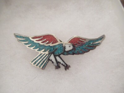 RED CORAL TURQUOISE INLAY EAGLE PIN | eBay