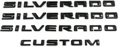 4pcs 19-22 Gloss Black Silverado Custom Tailgate Emblems 84300956 ...