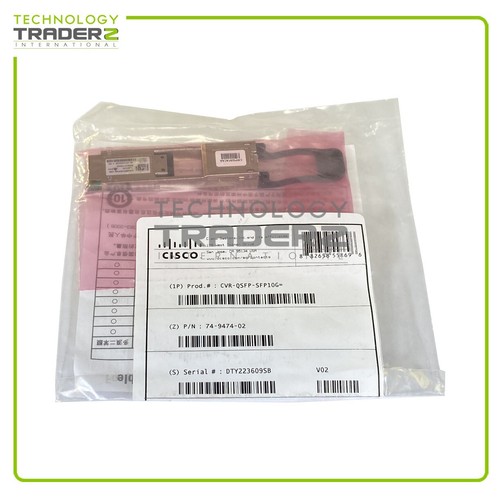 CVR-QSFP-SFP10G Cisco 40GbE QSFP to 10GbE SFP+ Adapter Module 74-9474 ...