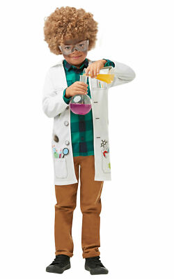 Child MAD SCIENTIST Fancy Dress Printed Jacket Costume Unisex Lab Coat ...