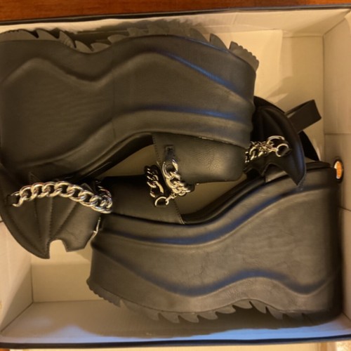 Wave 20 - 6" Platform Goth Bat Chain Closure Sandals WORN ONCE | eBay