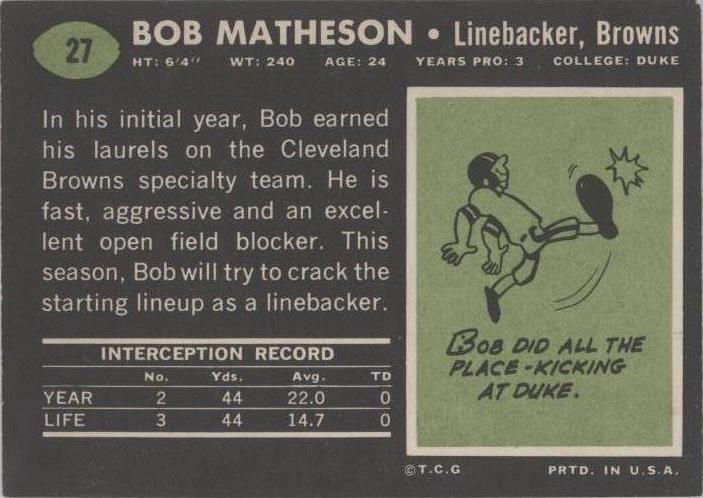 1969 Topps Bob Matheson #27 for sale | eBay