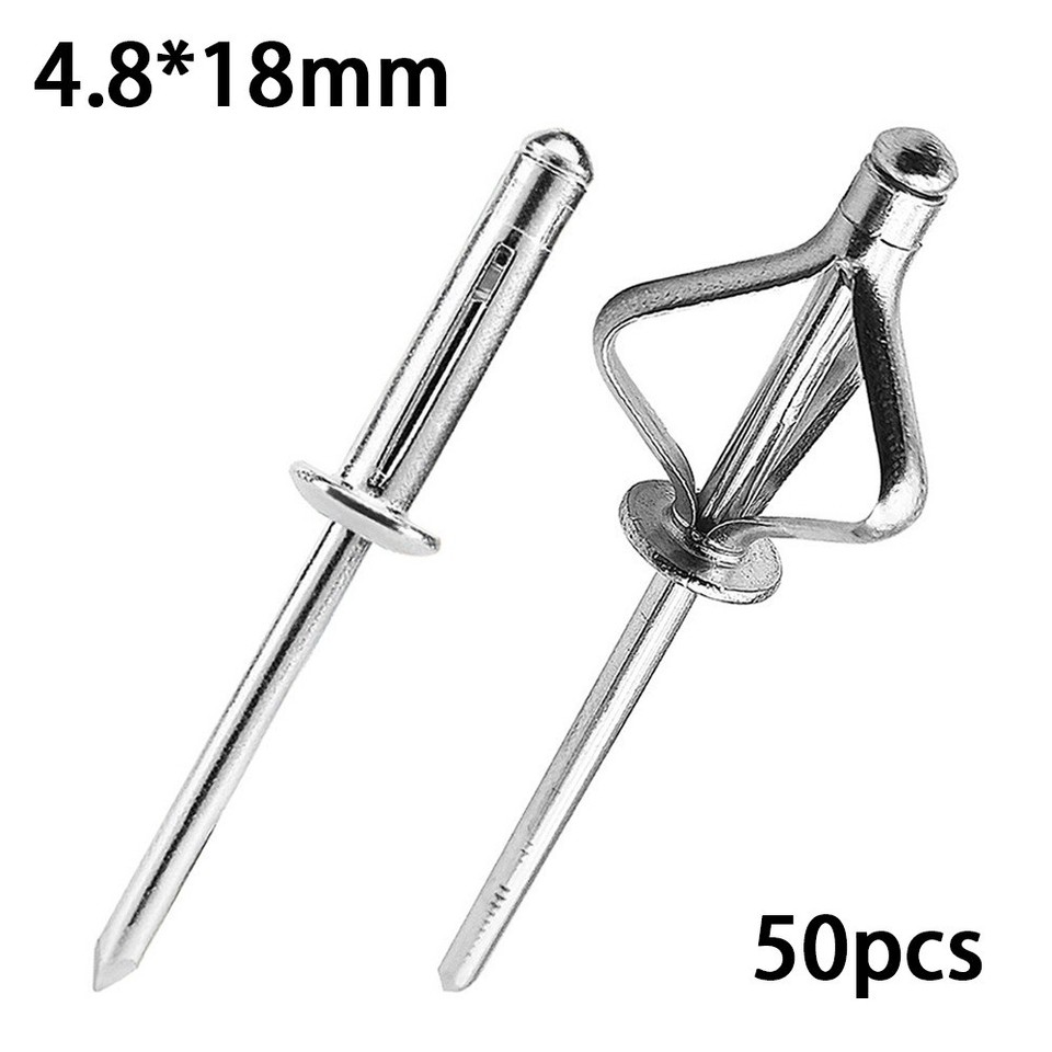 50pcs Silver Aluminum Alloy Rivet Tri-fold Tri Grip Rivets Folding ...