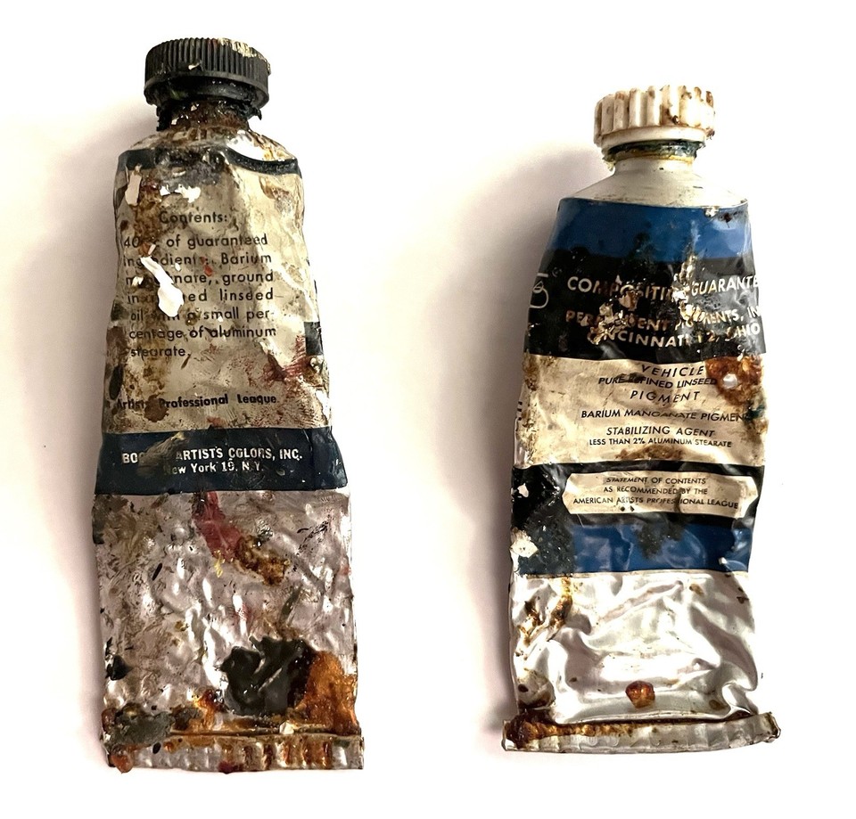 *RARE* Vtg 1/3 Tube Bellini Bocour Manganese Blue Oil Paint + 1/5 Tube ...