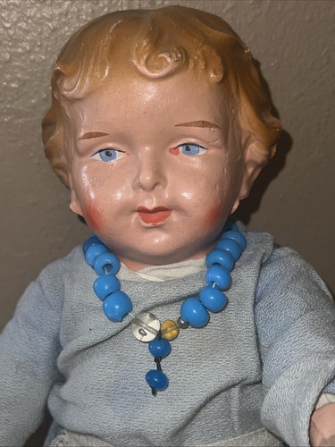 Vintage Unmarked Composition Doll Molded Hair & Painted Eyes- Hard ...