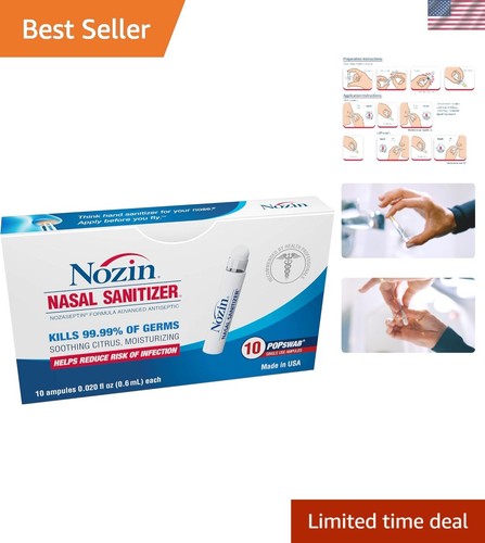 Nasal Sanitizer Antiseptic Popswab Ampules 10ct Pack | Kills 99.99% of ...