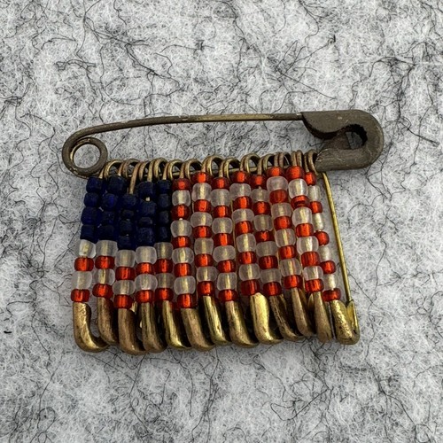 Vintage Safety Pin American Flag Stars And Stripes Handmade Lapel Hat ...