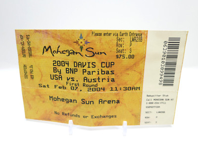 2004 DAVIS CUP TICKET / USA VS AUSTRIA / FEB. 7, 2004 / MOHEGAN SUN ...
