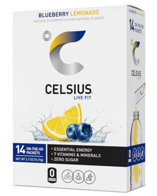 CELSIUS On-the-Go Essential Energy Drink Mix, Blueberry Lemonade 14 ...