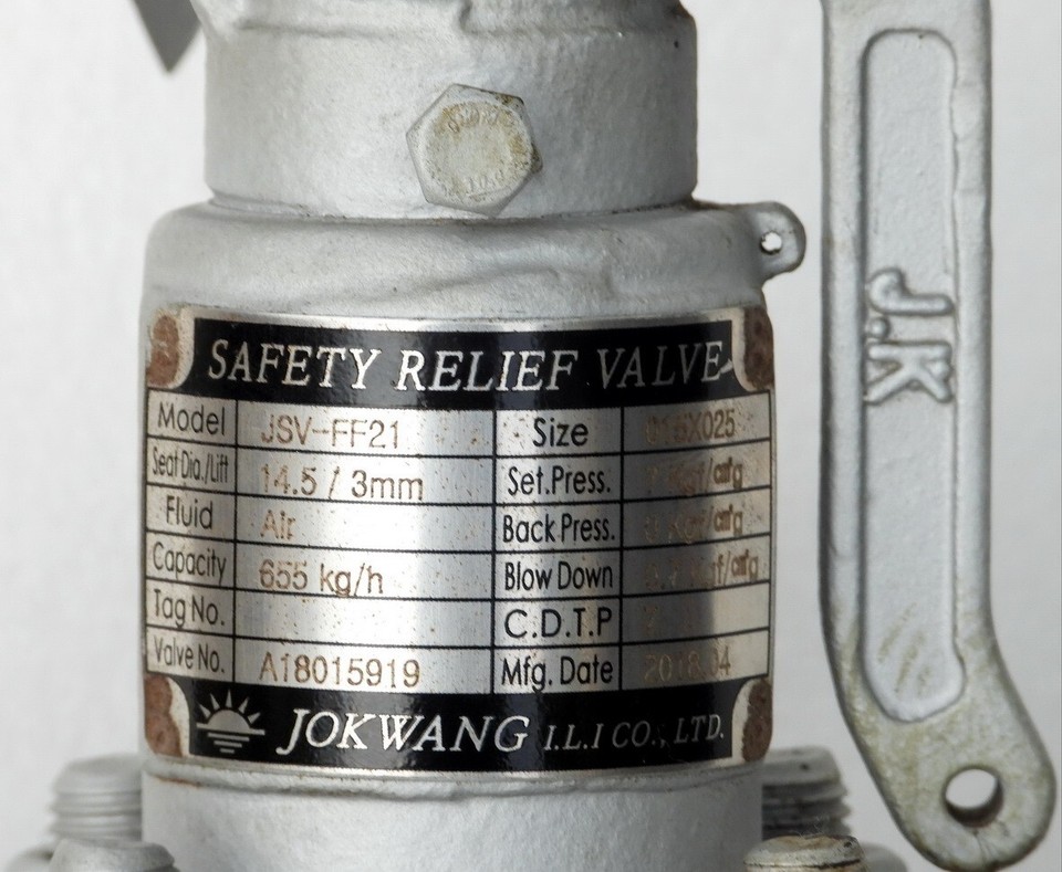 NOS JOKWANG ILI INDUSTRIAL SAFETY RELIEF AIR VALVE MODEL JSV-FF21 SIZE ...